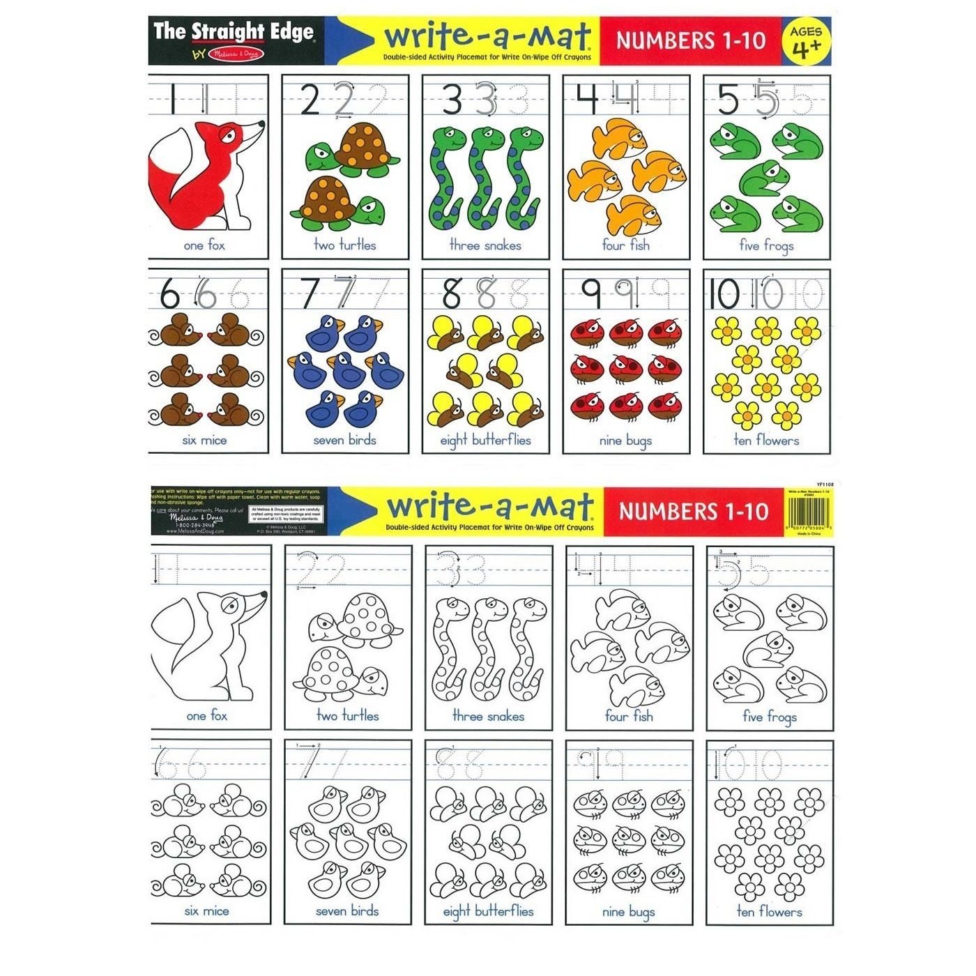 Numbers 1-10 Write-A-Mat (Single Mat) - Toys & Co.