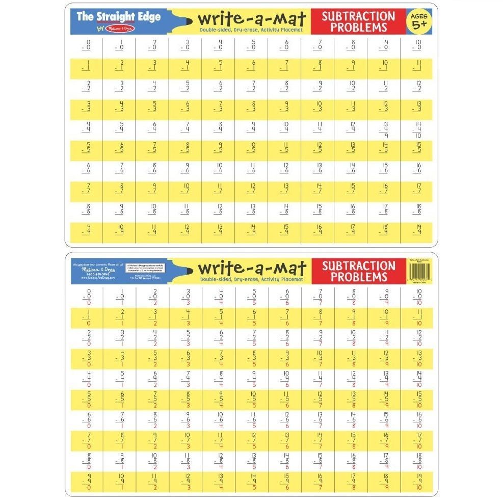 Subtraction Problems Write-A-Mat - Toys & Co.